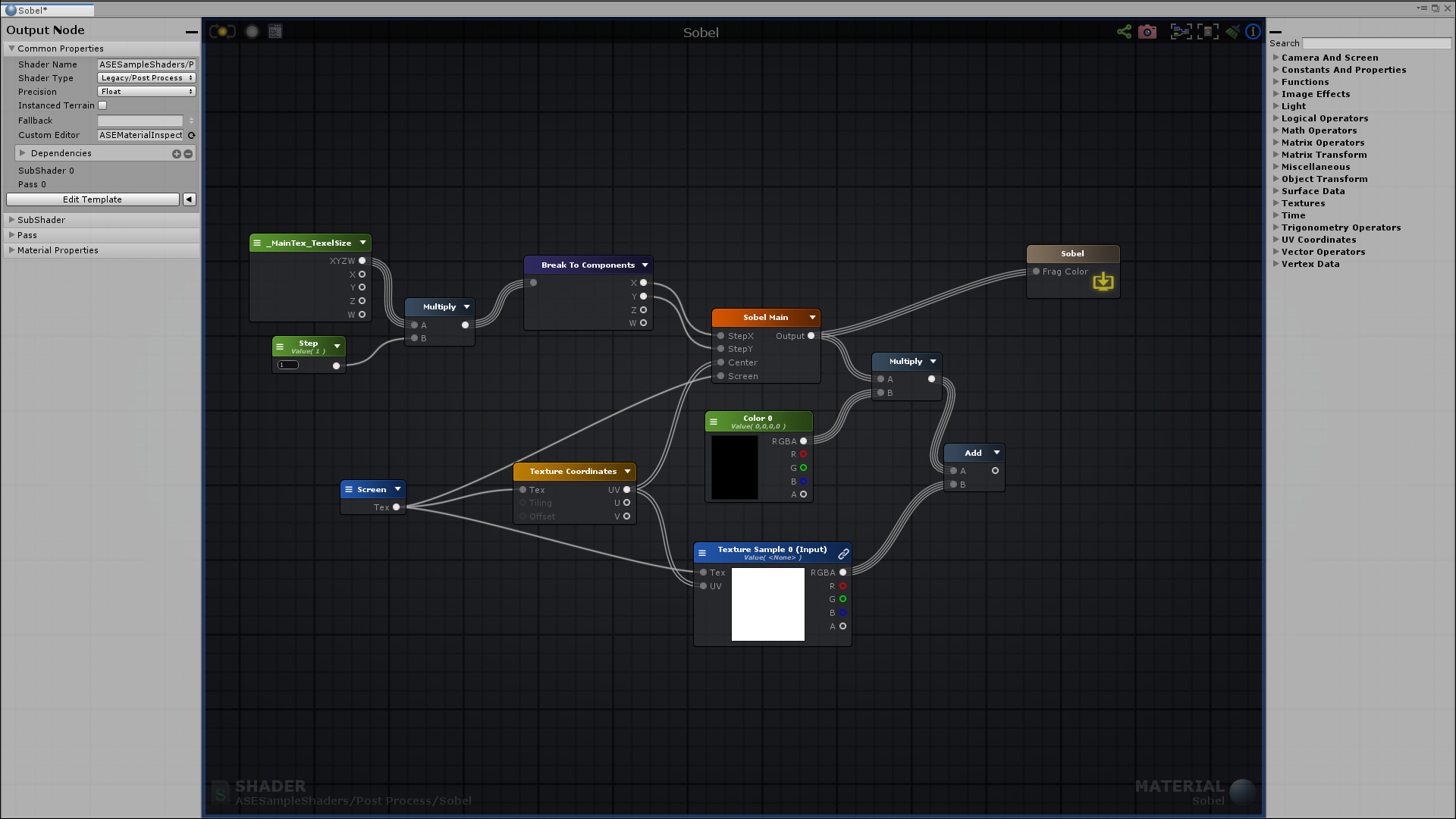 Amplify Shader Editor Sobel Edge Detection Postprocess Tutorial