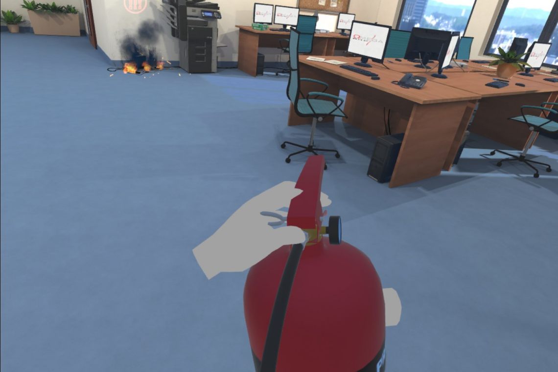 VR fire extinguisher training for your team | 4Experience's AR/VR portfolio